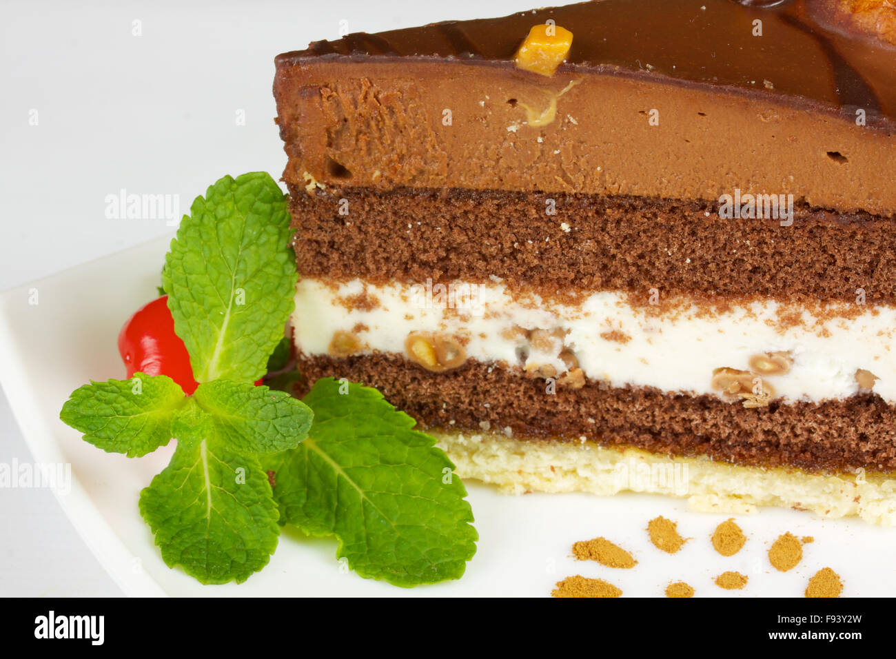 cake truffle with black chocolate and nuts Stock Photo - Alamy