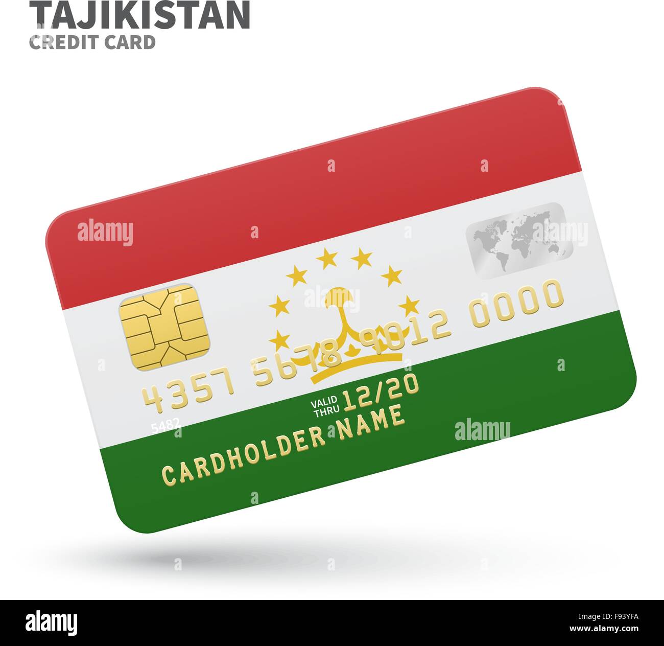 Credit card with Tajikistan flag background for bank, presentations and ...