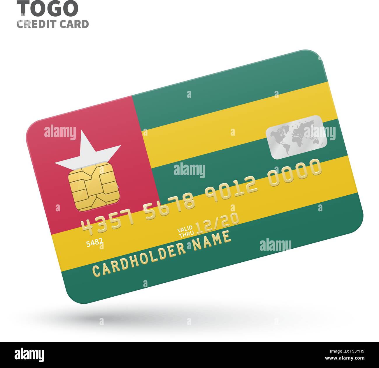 Credit card with Togo flag background for bank, presentations and ...