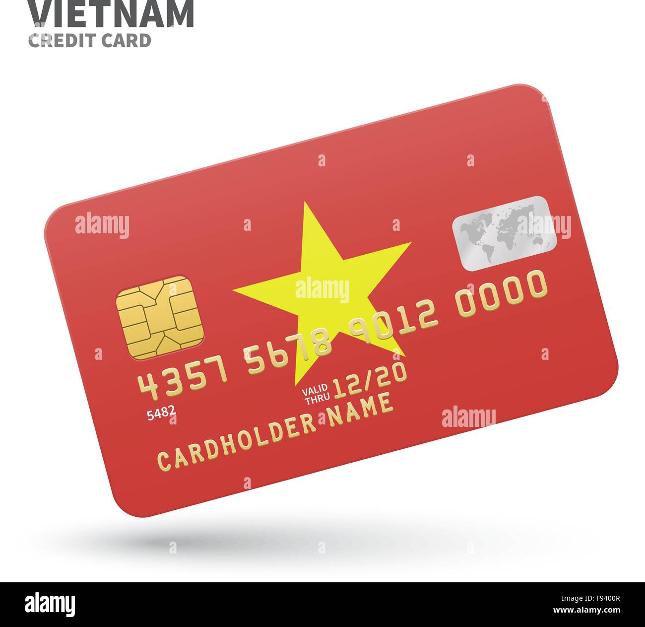 Credit card with Vietnam flag background for bank, presentations and ...