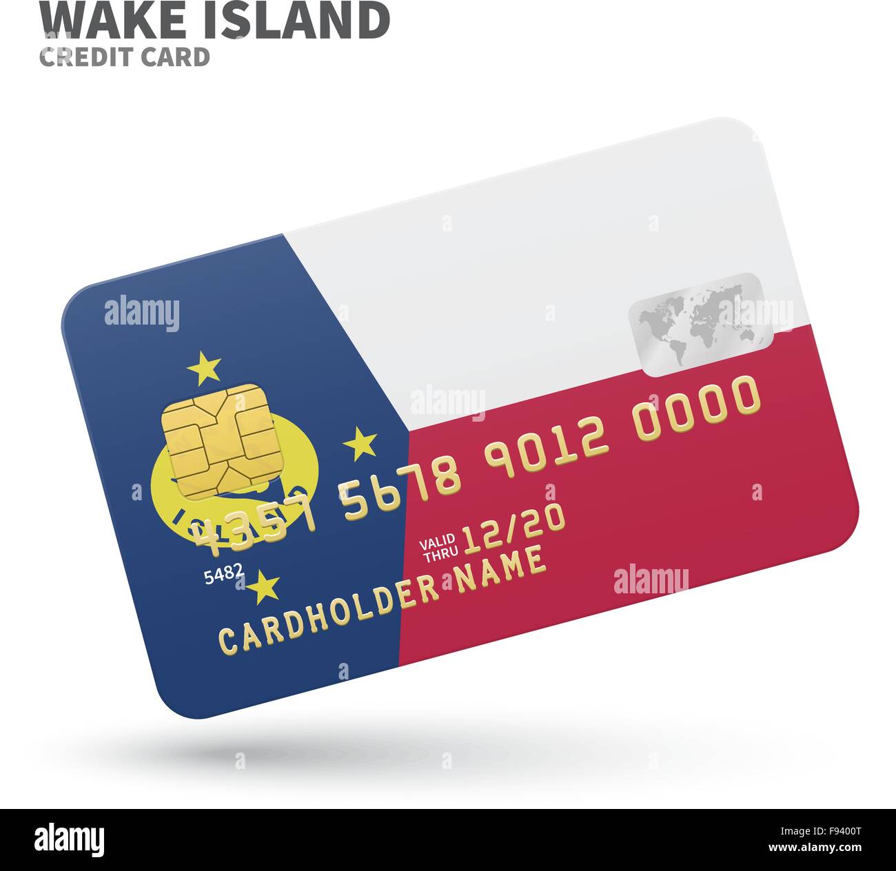 Credit card with Wake Island flag background for bank, presentations ...