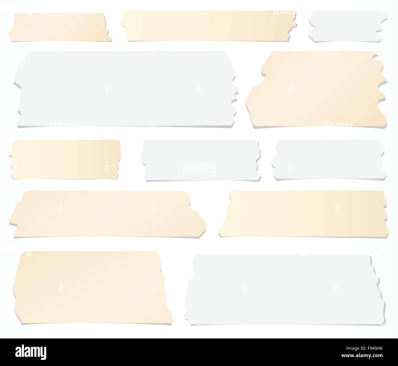 Set of horizontal and different size sticky tape, adhesive pieces on ...