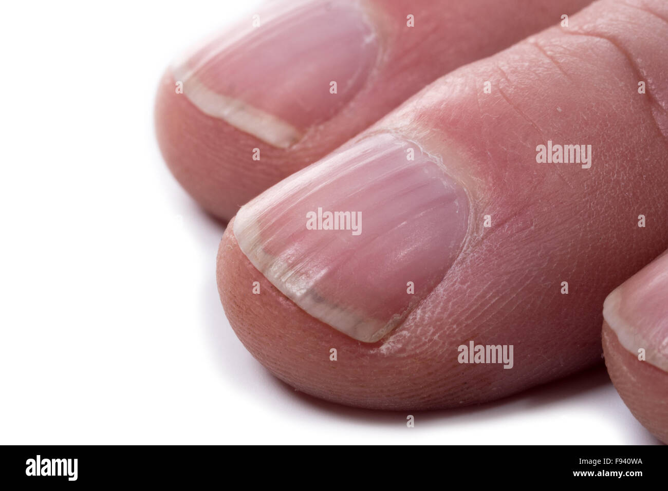 a close-up on the fingers of a man isolated on white background Stock ...