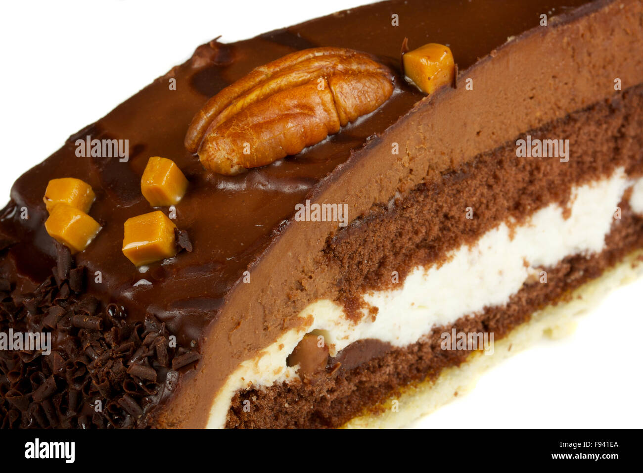 cake truffle with black chocolate and nuts Stock Photo - Alamy