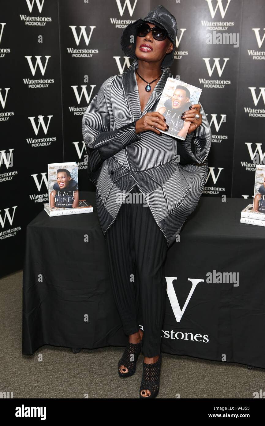 Grace Jones attends her book signing at Waterstones Featuring: Grace ...