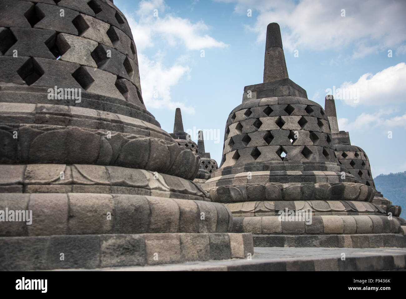 Stupas at Borobudur Buddhist Temple, Jawa Tengah, Indonesia Stock Photo ...