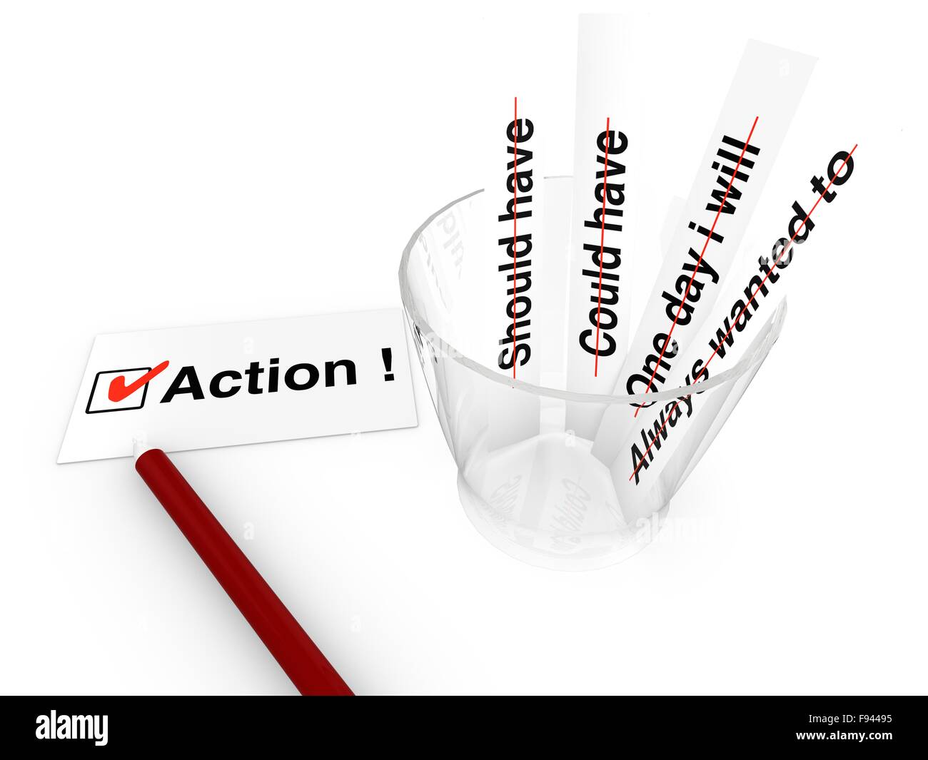 Take action concept on white background Stock Photo - Alamy
