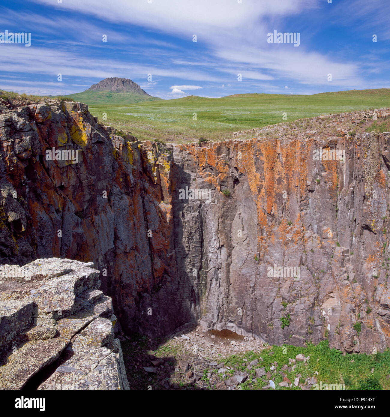 buffalo falls pishkun (buffalo jump) and birdtail butte on the prairie ...