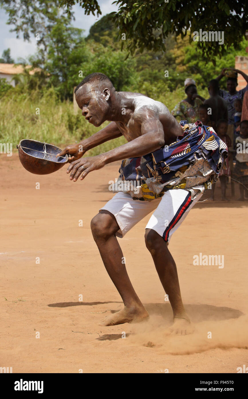 Vodun (voodoo) ceremony for Gambada divinity, where this man is ...