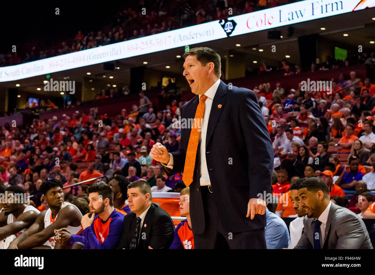 Clemson Tigers head coach Brad Brownell during the NCAA Basketball game ...