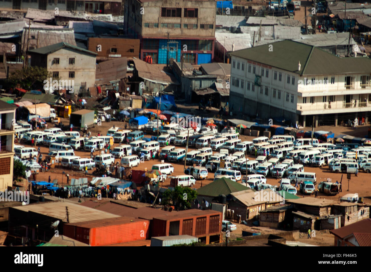 Kampala CBD with taxi park seen from Kampala Hill, CBD, Kampala, Uganda ...