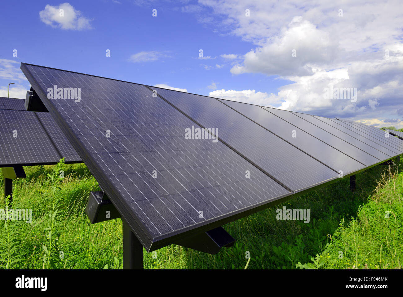 Solar panels in photovoltaic system illustrating alternative energy ...