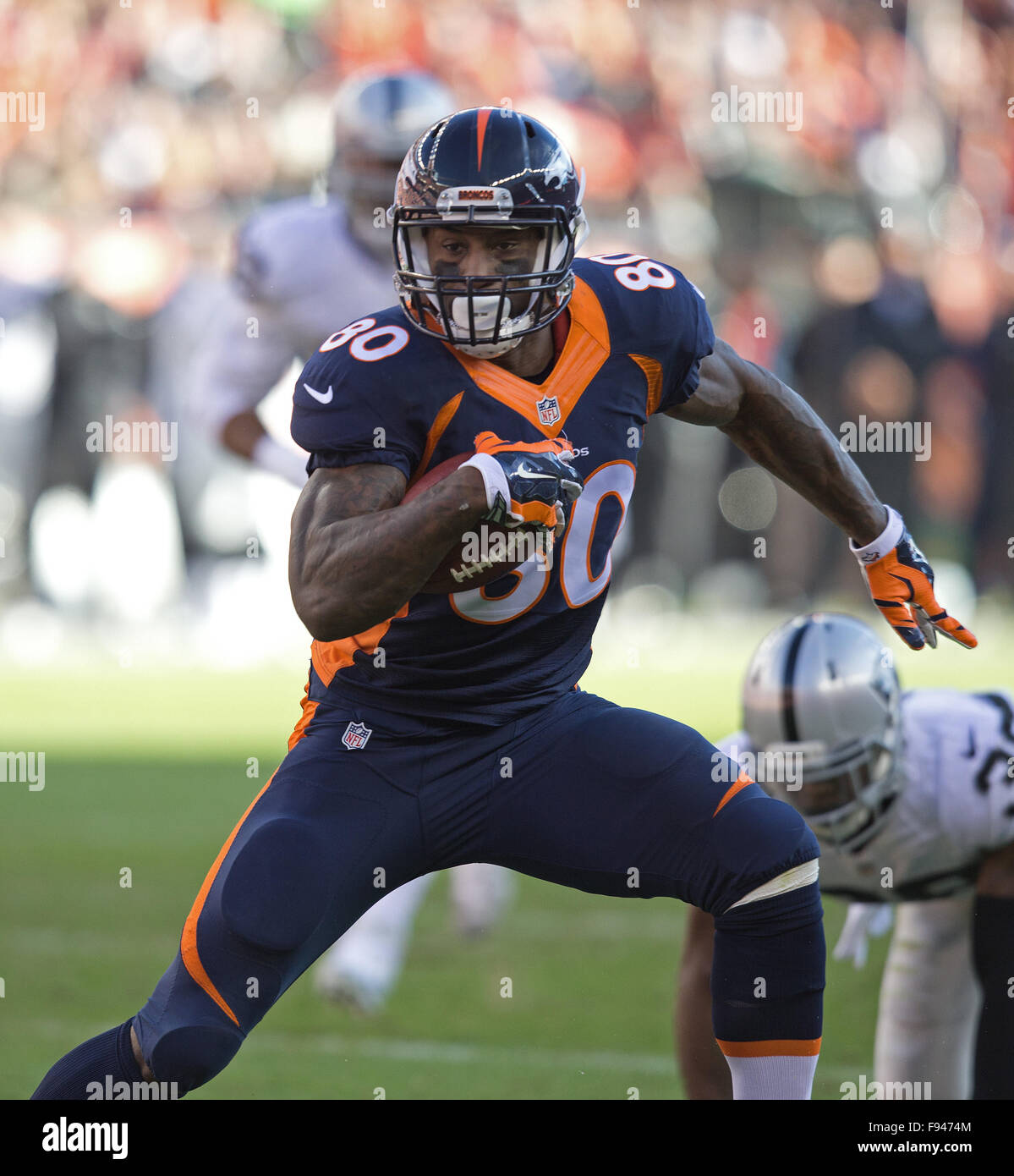 Denver, Colorado, USA. 13th Dec, 2015. Broncos TE VERNON DAVIS runs for ...