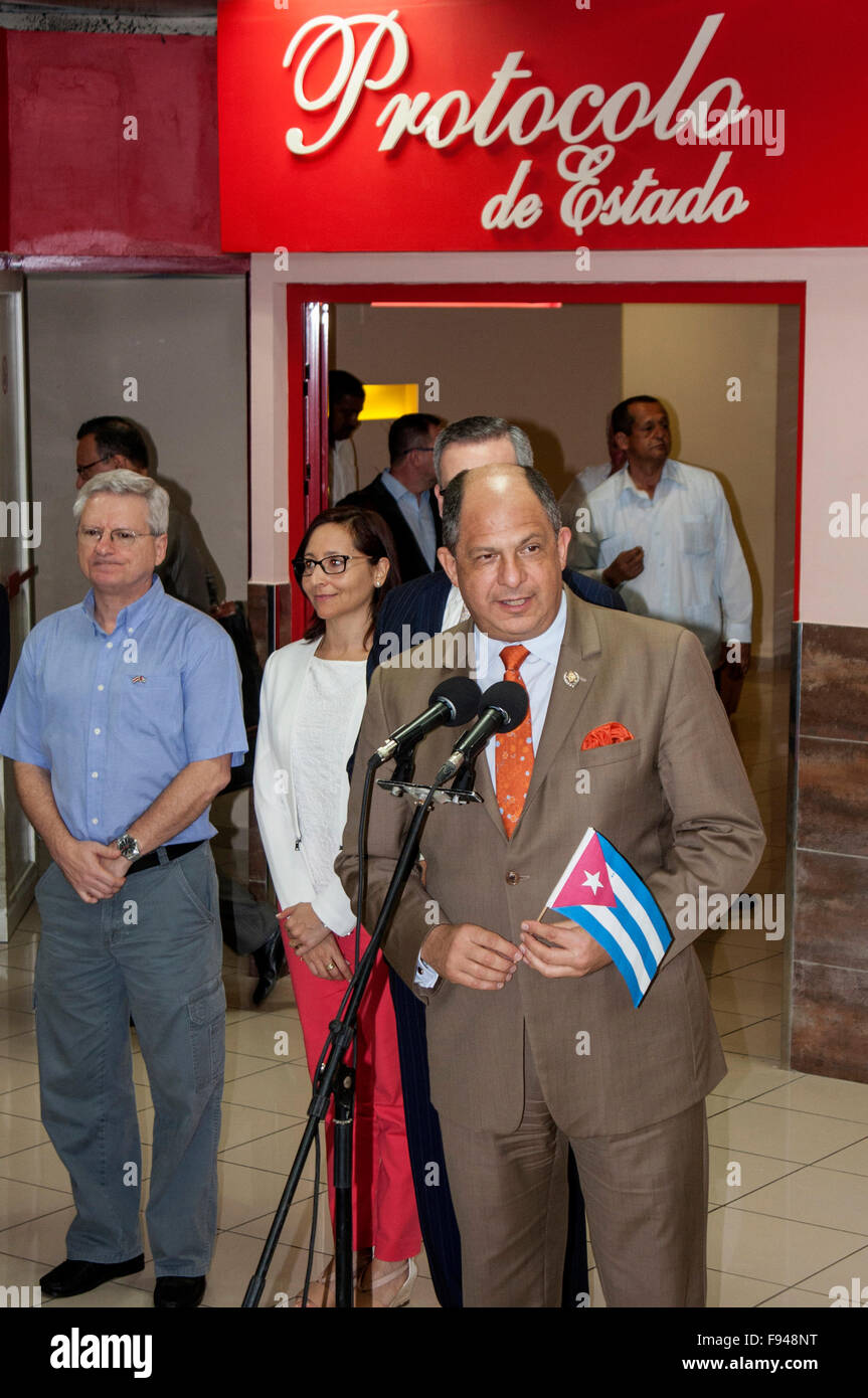Havana. 13th Dec, 2015. Costa Rican President Luis Guillermo Solis ...