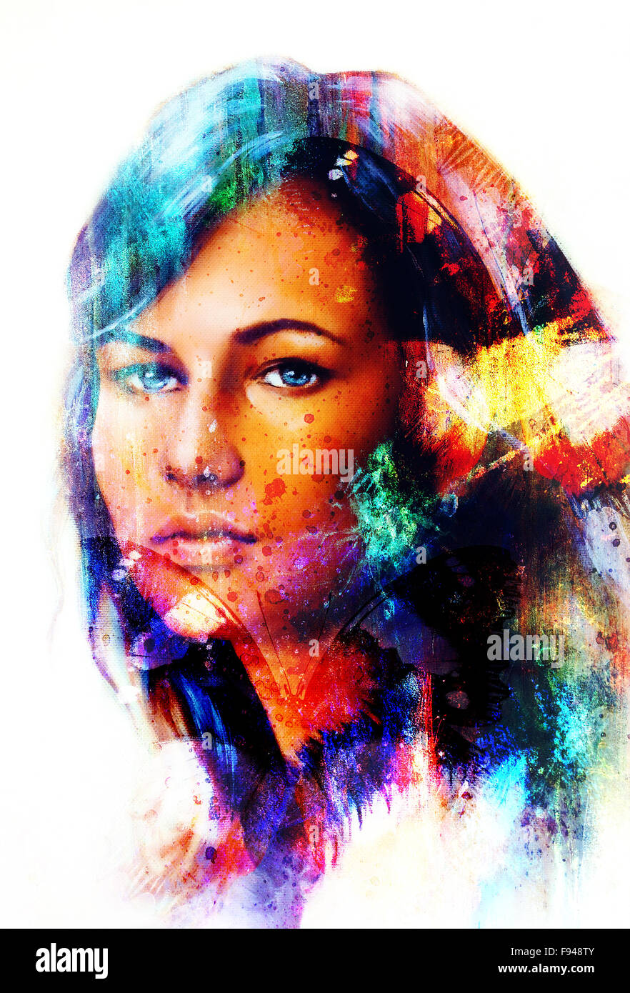 illustration of a butterfly, mixed medium, color background Stock Photo ...