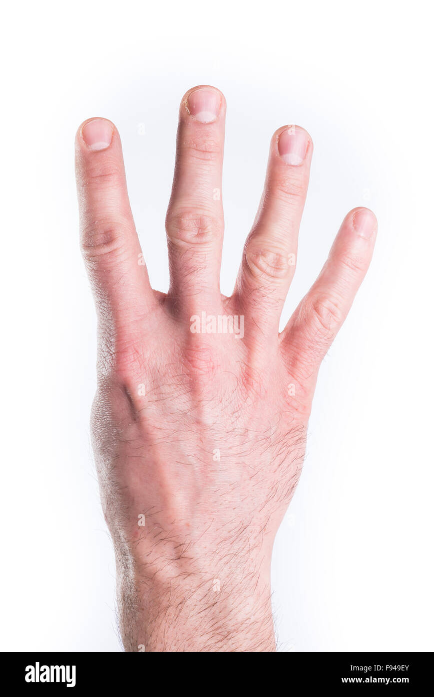 Man's hand mimic numbers on white background Stock Photo - Alamy