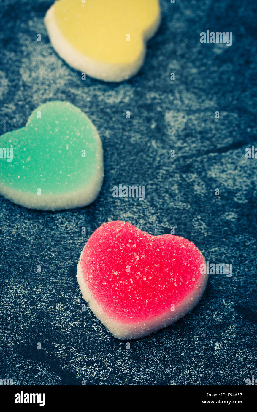 Vintage style of sugar heart shaped candy Stock Photo - Alamy