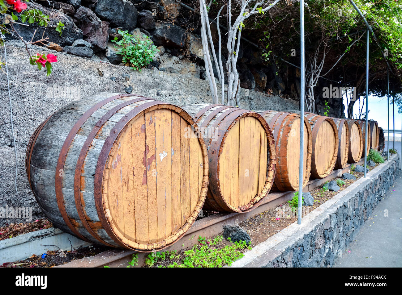Wooden Wine Barrel Stock Photo - Alamy