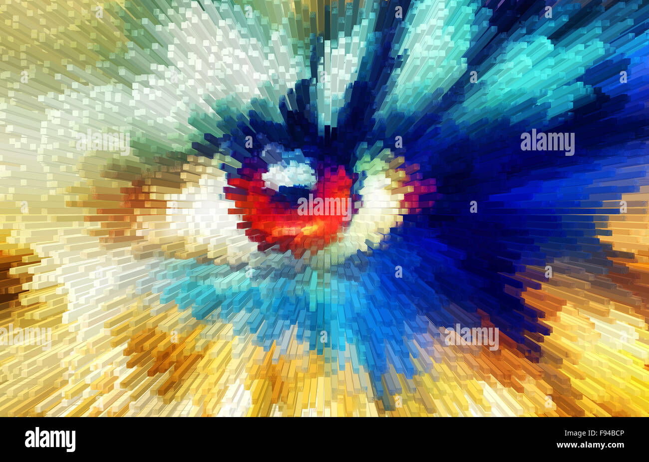 women eyes beaming, color effect, painting collage, blue makeup polygon ...