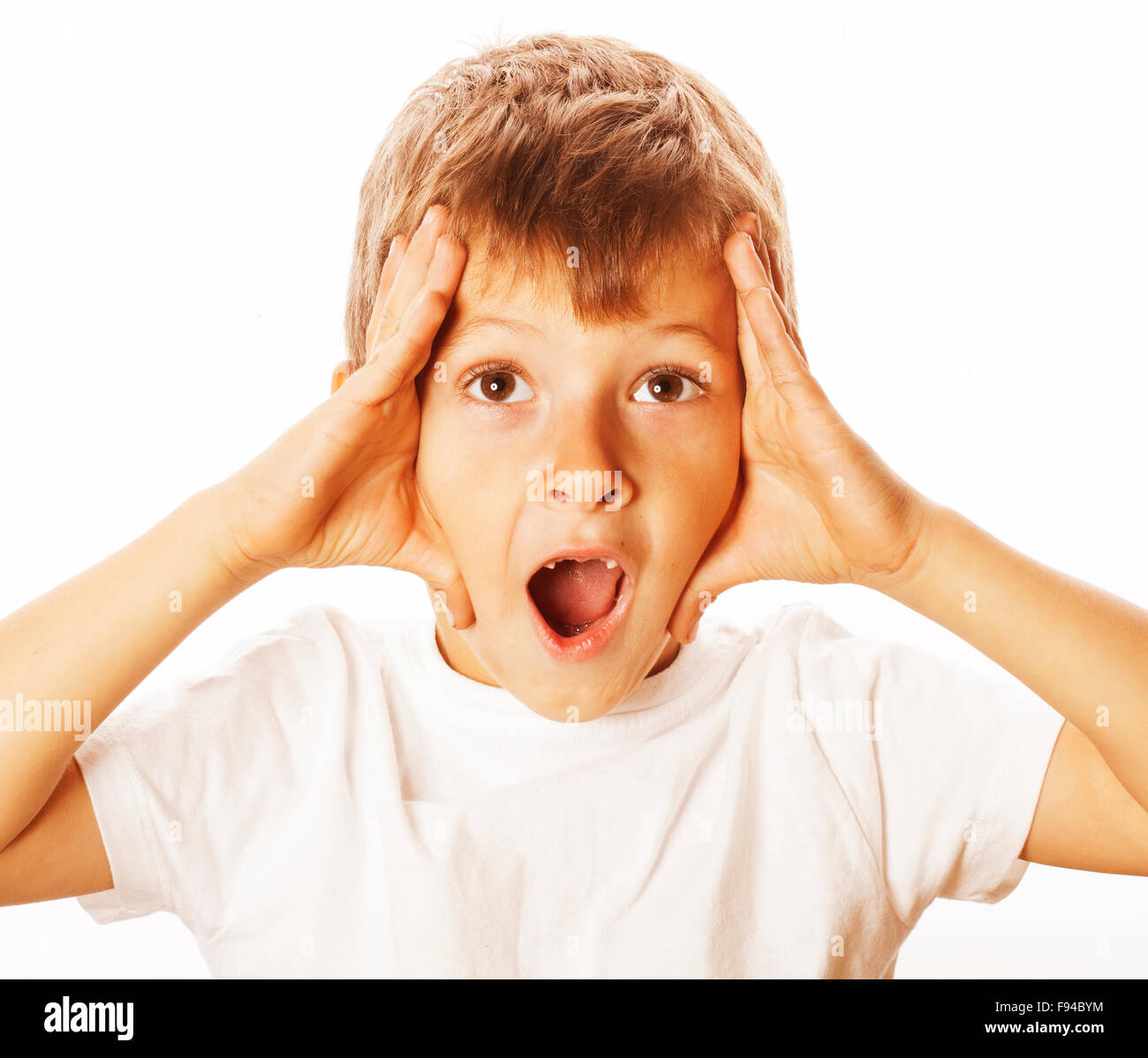 young pretty boy wondering face isolated gesture close up Stock Photo ...