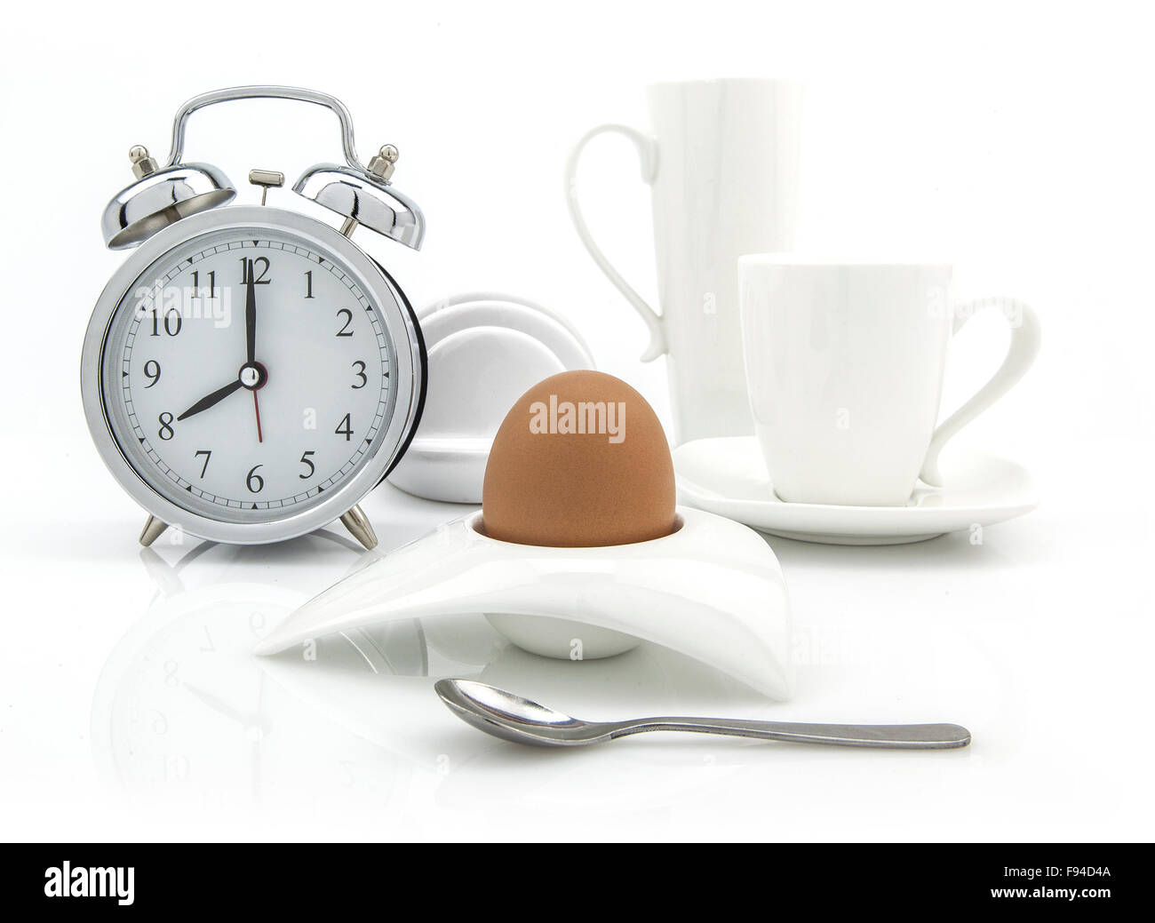 Breakfast Time concept on white background Stock Photo - Alamy