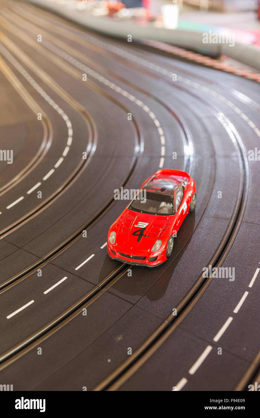 A toy race car track ready for a race Stock Photo - Alamy