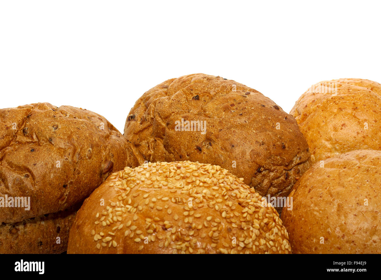 loafs of whole wheat and rye bread and isolated on white background ...