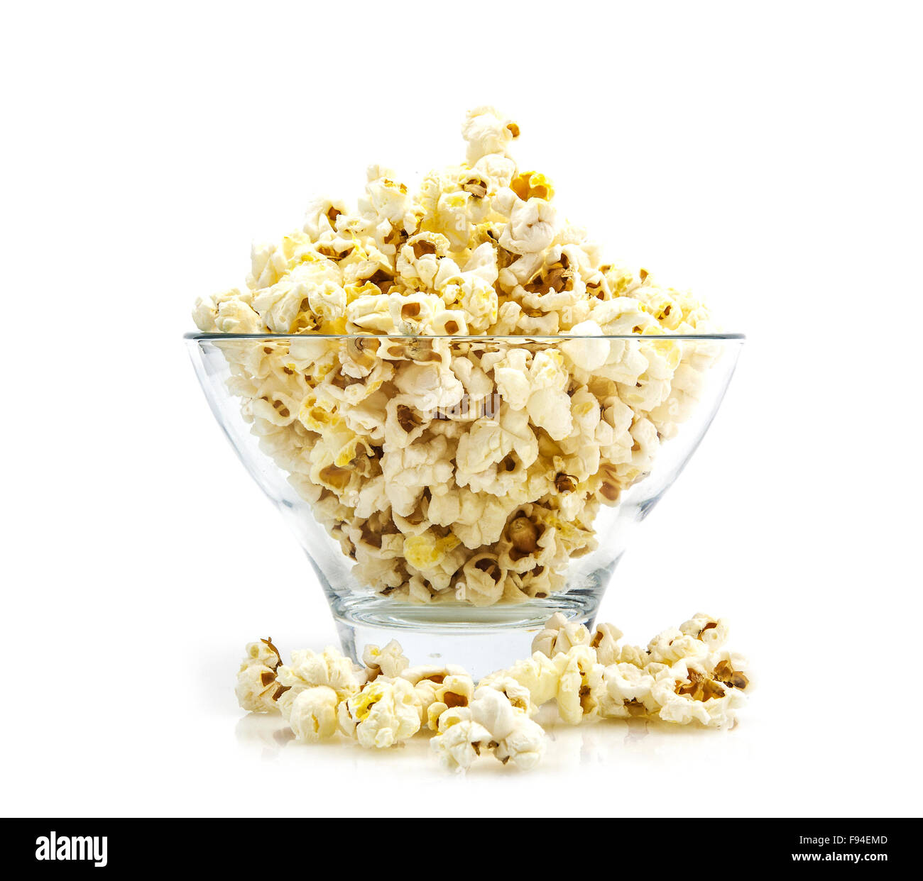 Bowl of popcorn on white background Stock Photo - Alamy