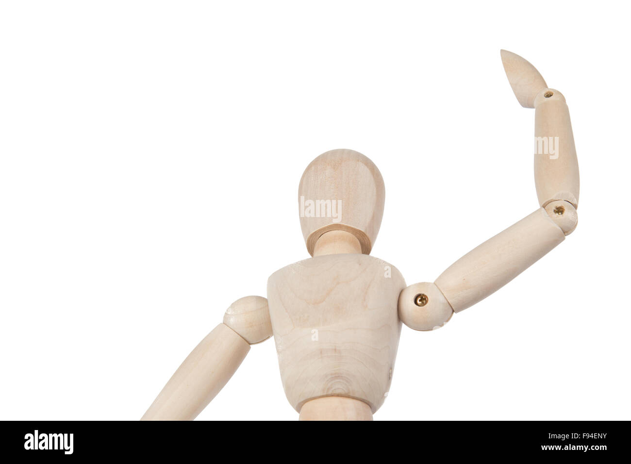 Puppet making a victory gesture on white background Stock Photo - Alamy