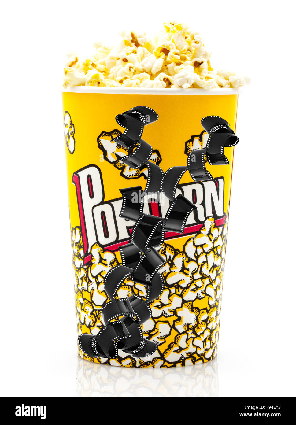 Large classic box of theater popcorn isolated on white Stock Photo - Alamy