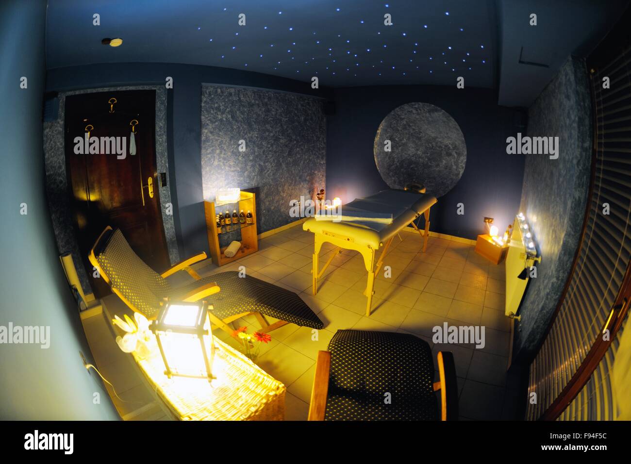 Panoramic view of the nice massage room in spa saloon Stock Photo - Alamy