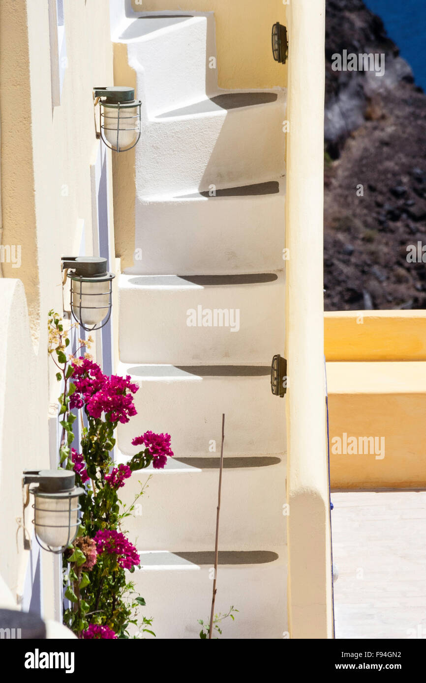 Santorini white stairs leading white hi-res stock photography and ...