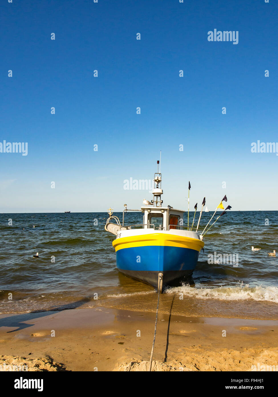 Sopot, Poland - August 04, 2015: colorful fishing boats on the beach of ...
