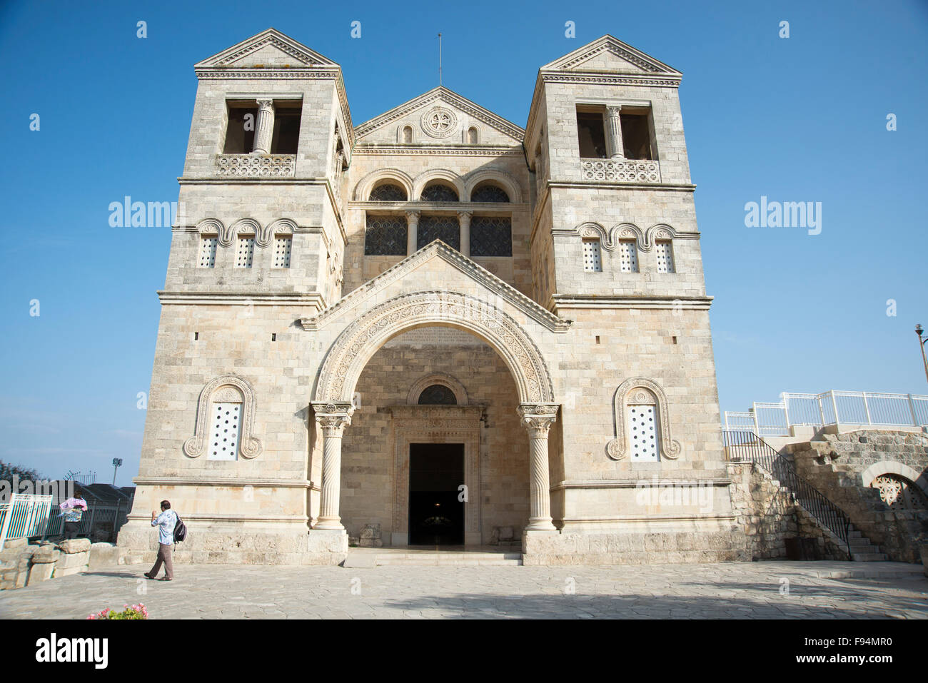 Exterior of the Franciscan church of the Transfiguration, mount Tabor ...