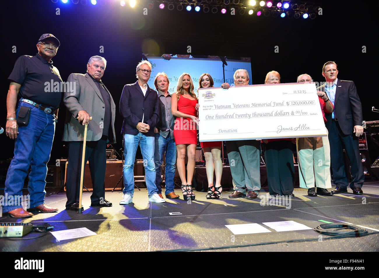 Rock band America performs live in concert at Hard Rock Live. Members ...