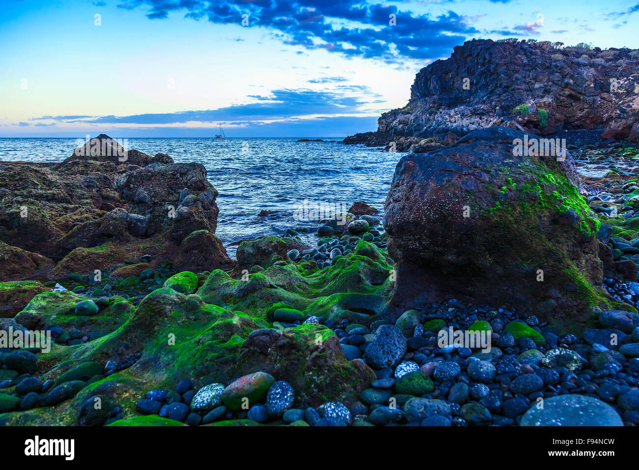 Stone Coast of Atlantic Ocean with Waves on Canary Island Stock Photo ...