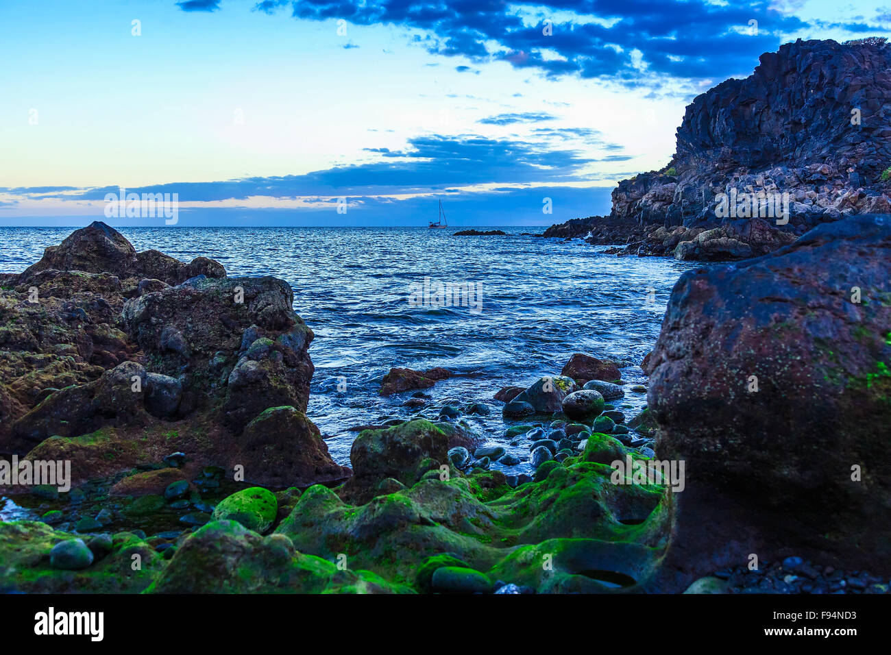 Stone Coast of Atlantic Ocean with Waves on Tenerife Canary Island ...