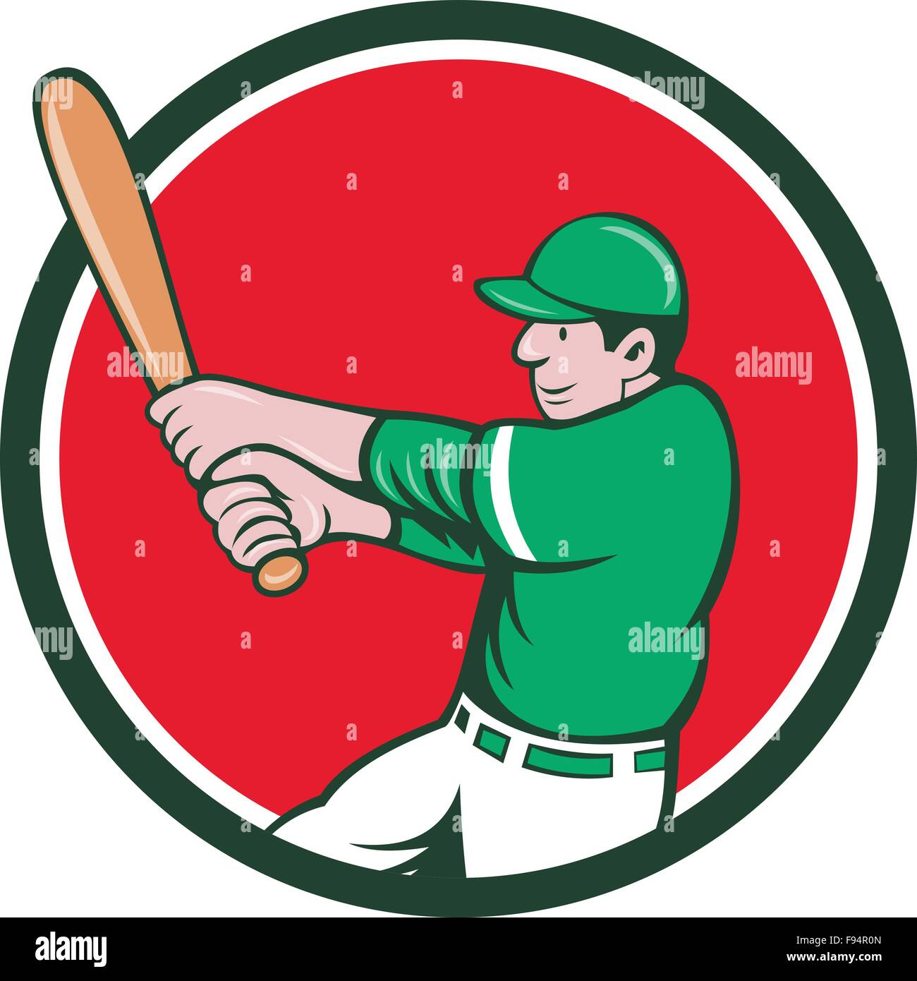 Illustration of an american baseball player batter holding bat batting ...