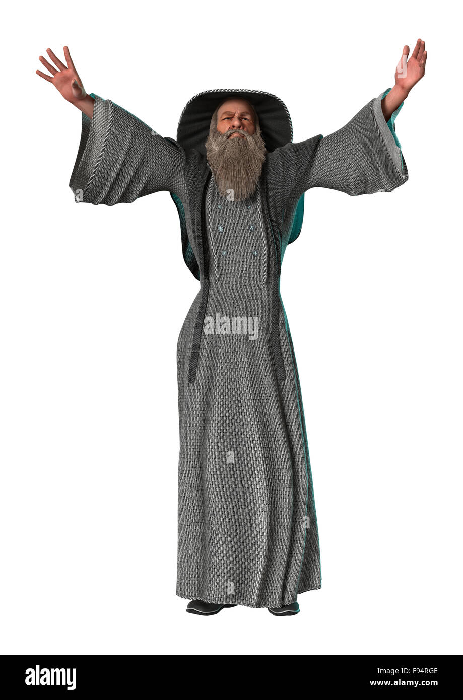 3D digital render of a fantasy wizard isolated on white background ...