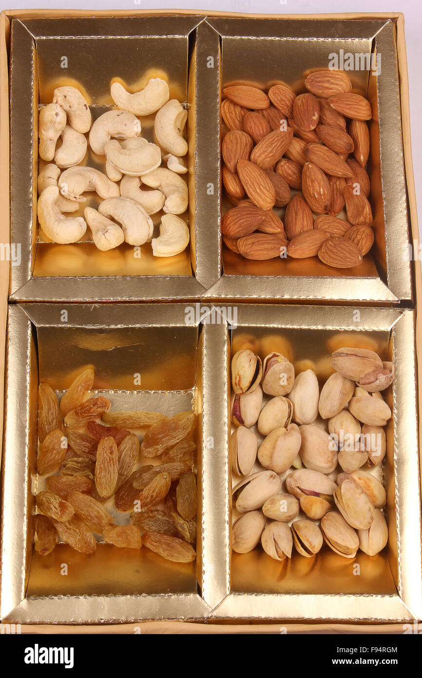 Nut mix in a box Stock Photo - Alamy