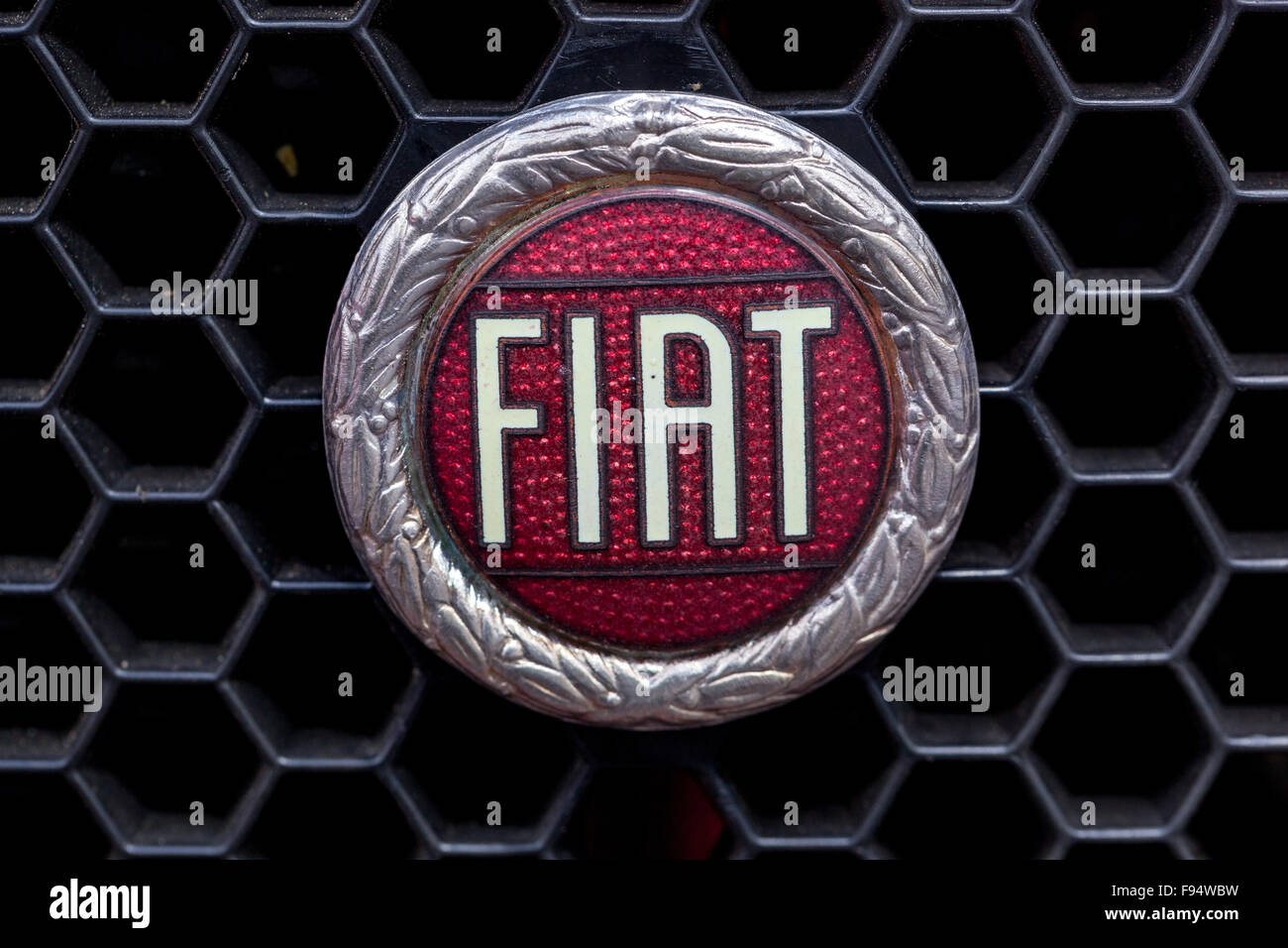Older car sign Fiat logo Grile Fiat badge Stock Photo - Alamy