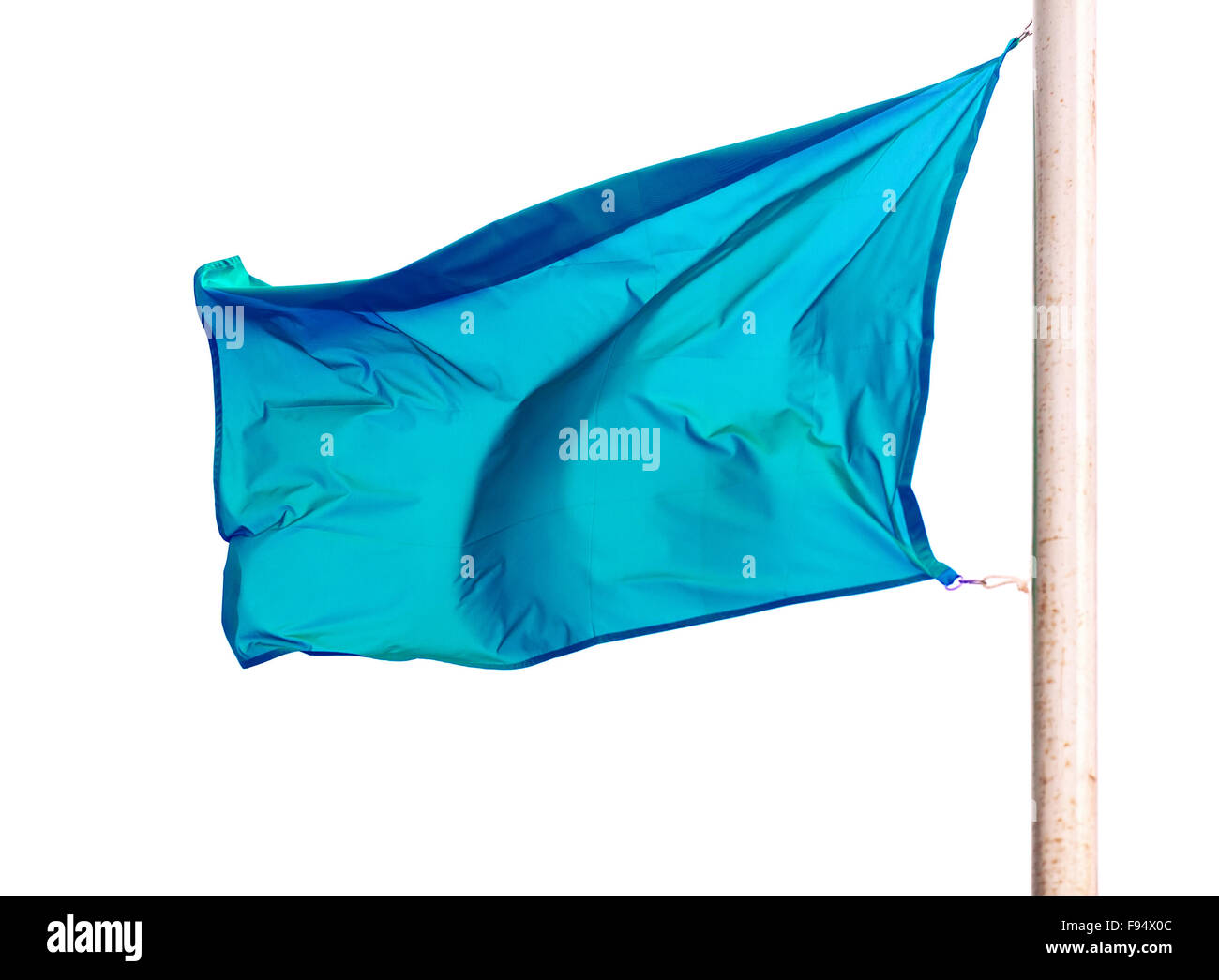 waving blue flag. Isolated over white Stock Photo - Alamy