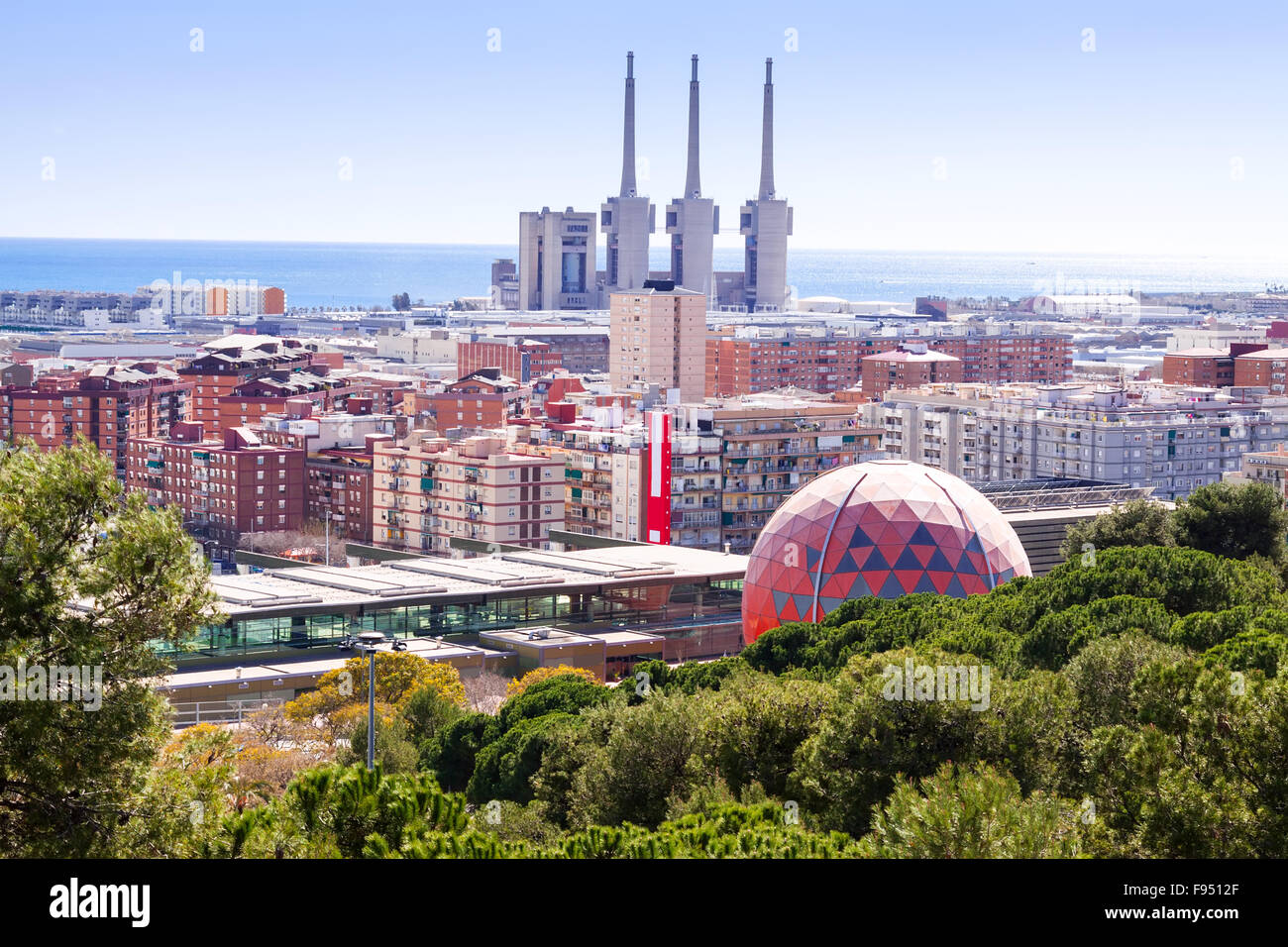 Top view of Badalona and Sant Adria de Besos. Barcelona, Spain Stock ...
