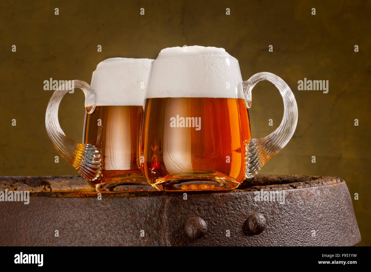 Beer barrel two glasses hi-res stock photography and images - Alamy