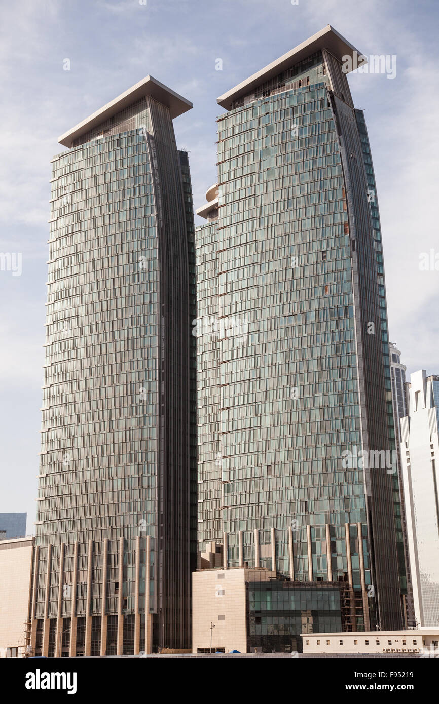 The twin buildings or towers of Doha Stock Photo - Alamy