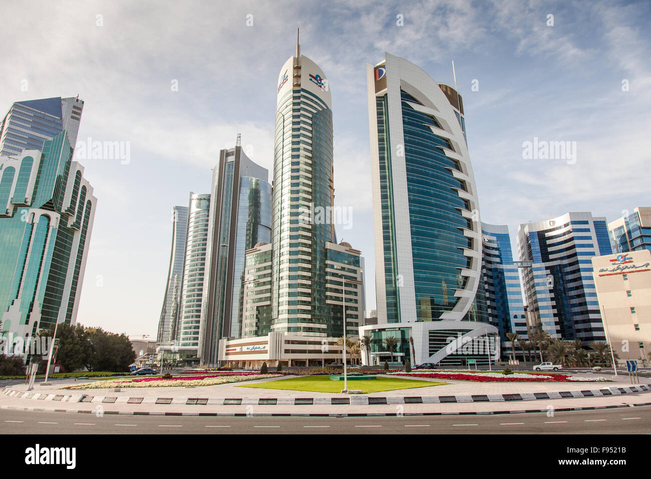 doha buildings seen from distance Stock Photo - Alamy