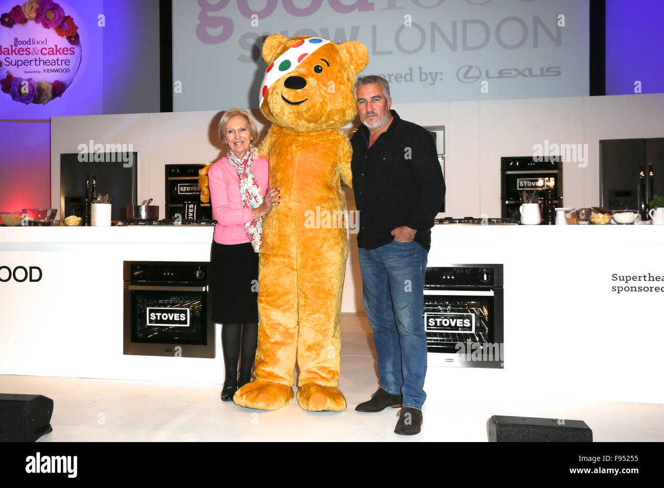 Mary Berry and Paul Hollywood with Pudsey at the BBC Good Food Bakes ...