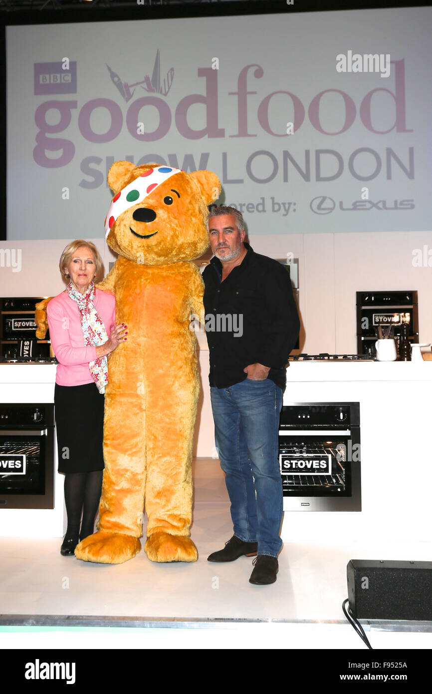 Mary Berry and Paul Hollywood with Pudsey at the BBC Good Food Bakes ...