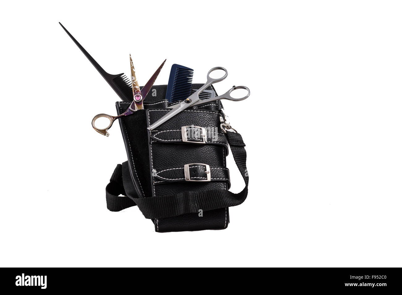 hairdressing scissors and combs for hair cut Stock Photo - Alamy