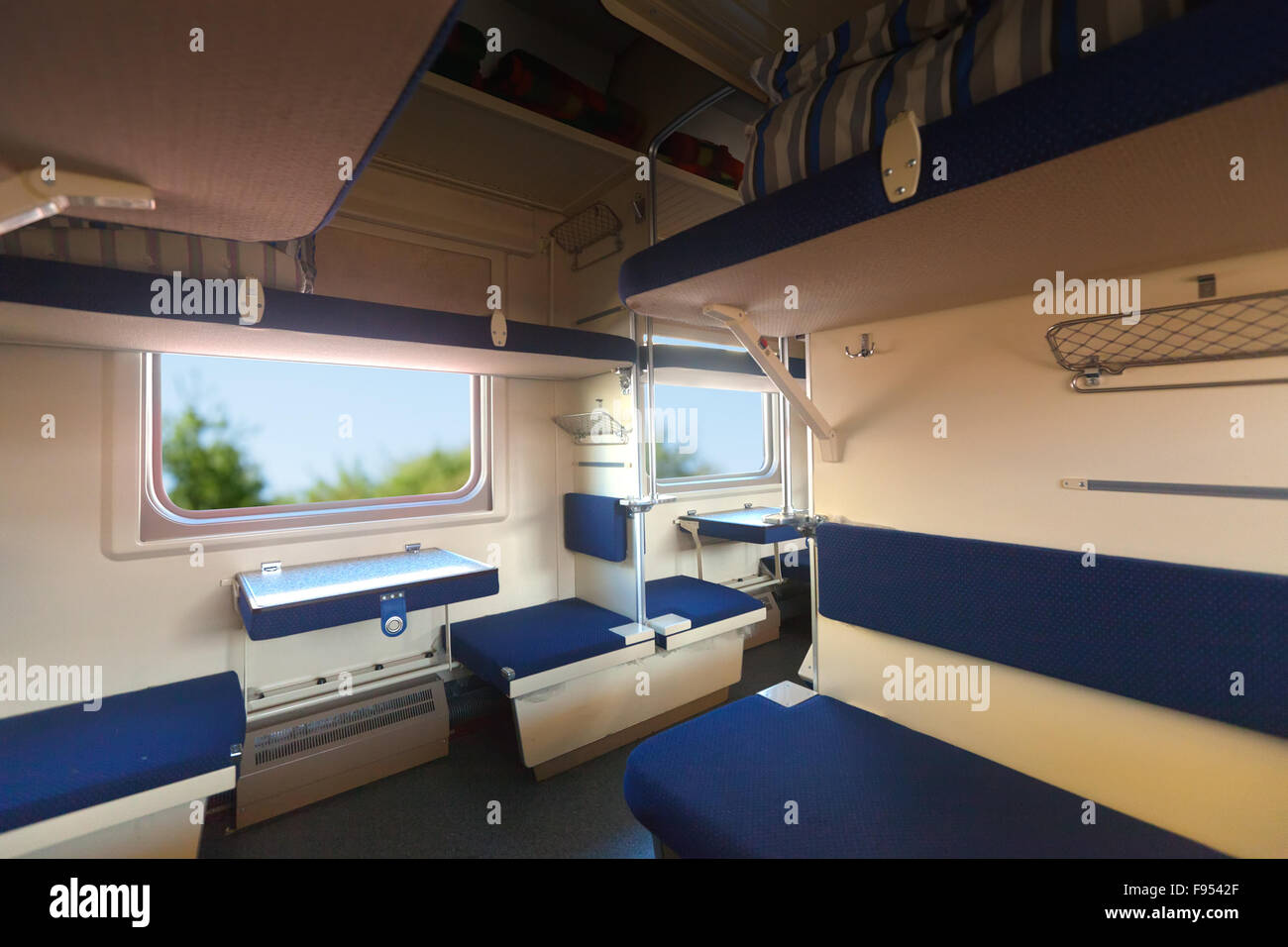 Interior of sleeper train. Nobody Stock Photo - Alamy